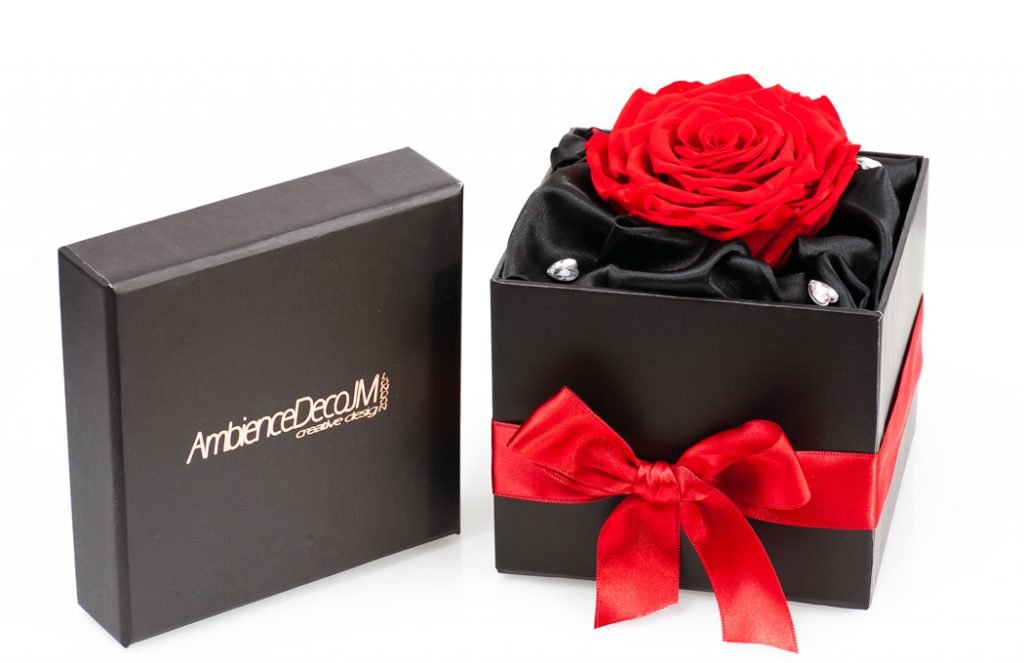 Single Infinity Red Rose in a box- AmbienceDecoJM