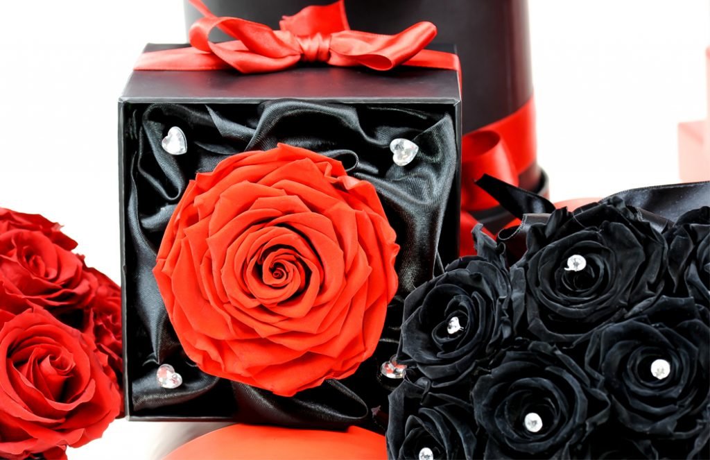 Single Infinity Red Rose in a box- AmbienceDecoJM