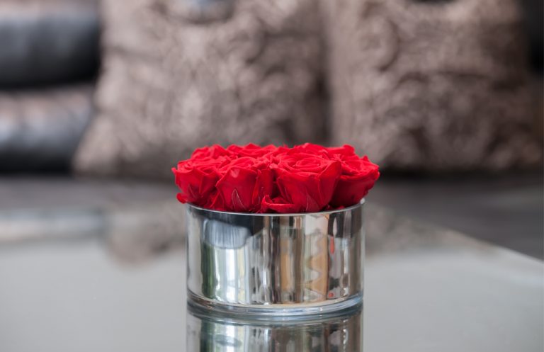 Bespoke infinity roses in a mercury bowl. | Preserved Floral ...