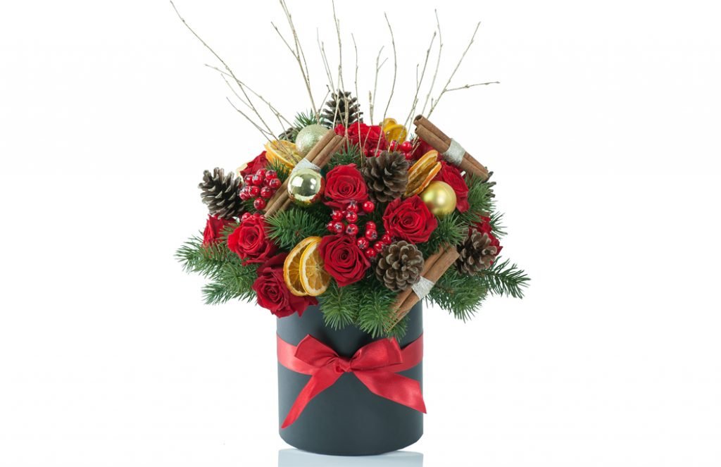 Christmas flower box | Preserved Floral Arrangements & Silk Flowers
