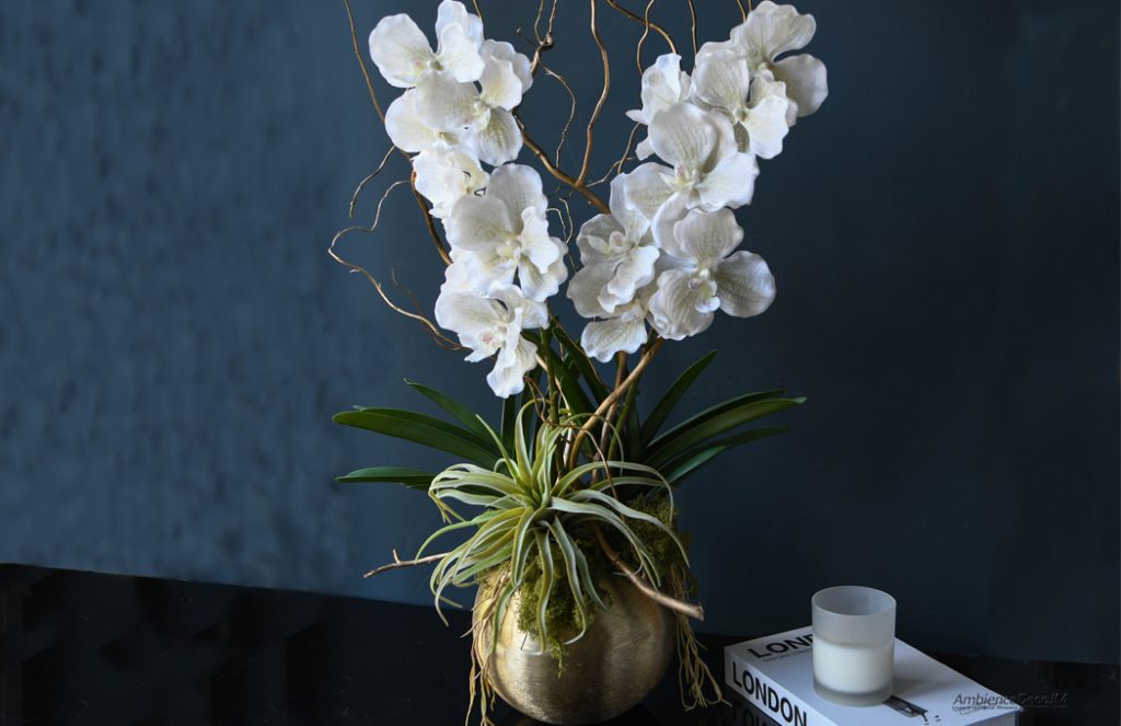 White Vanda Orchid Arrangement | Preserved Floral Arrangements & Silk ...