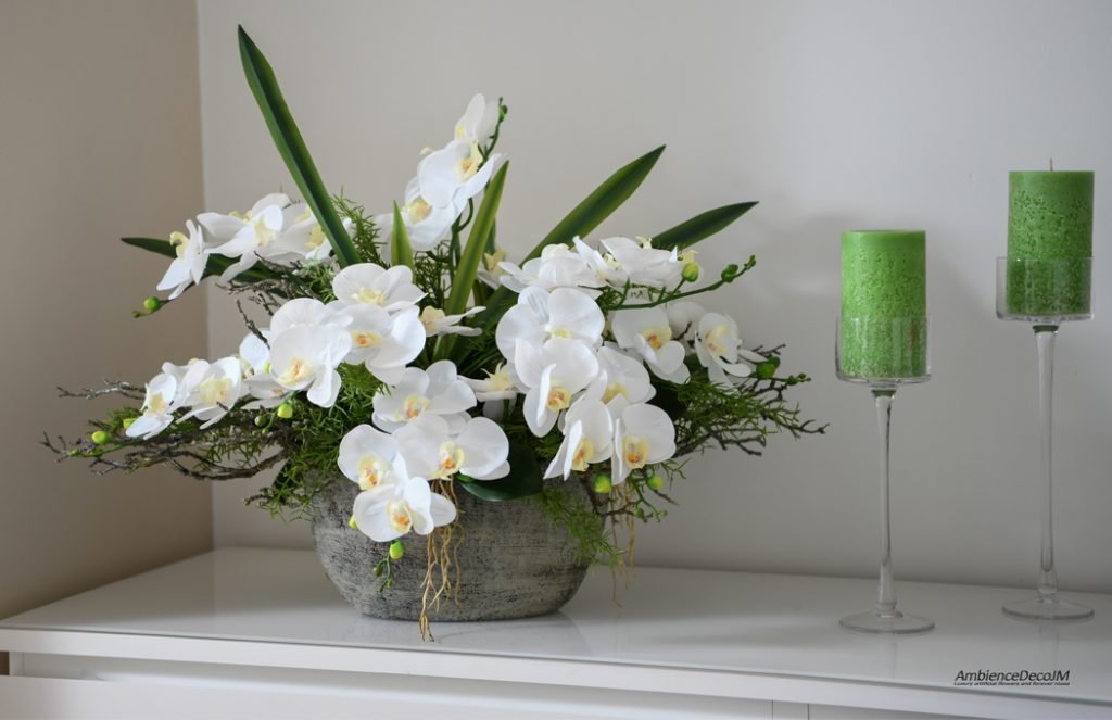 Dining table orchid arrangement | Preserved Floral Arrangements & Silk ...