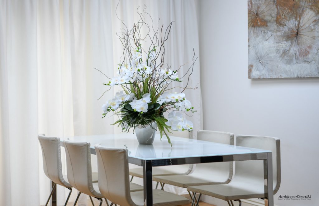 White Orchid Table Arrangement | Preserved Floral Arrangements & Silk ...